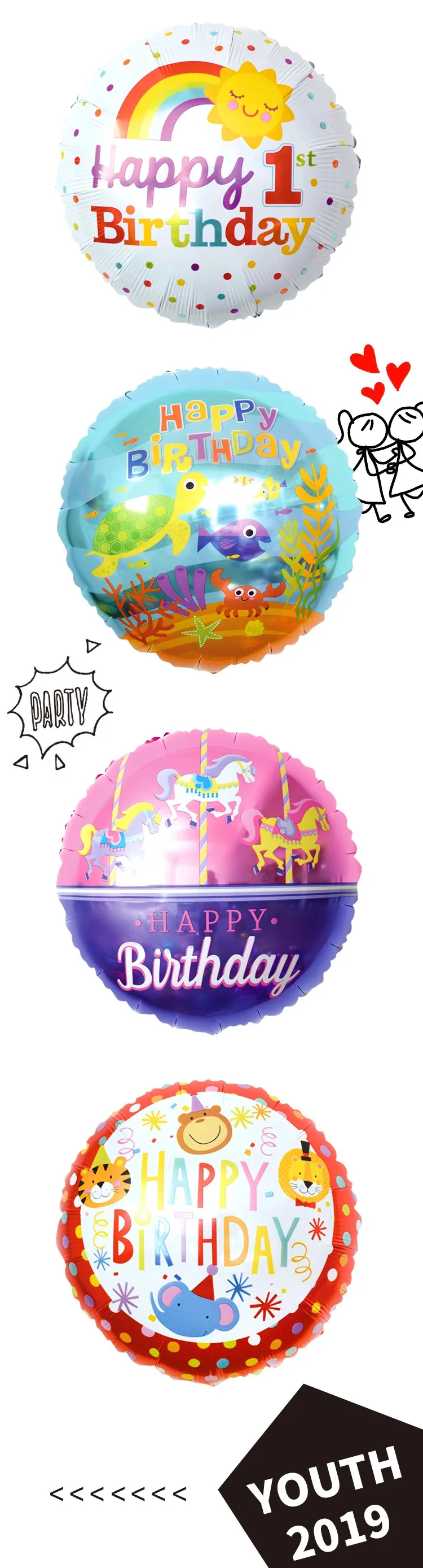 Wholesale 18 Inch Ball Happy Birthday Series Mylar Foil Aluminum ...