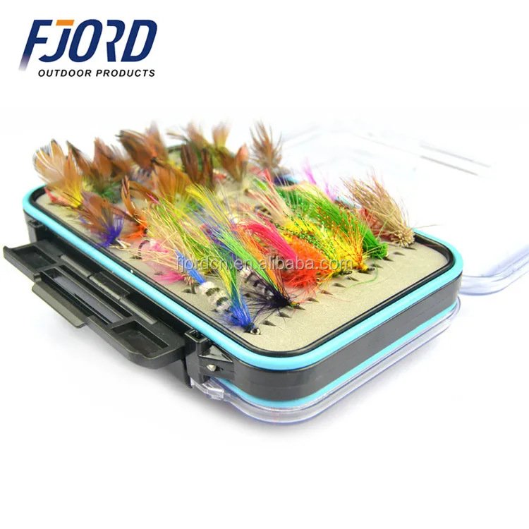 Fjord 64pcs/box Fly Fishing Tackle Plastic Double-faced Fly Lure Set ...