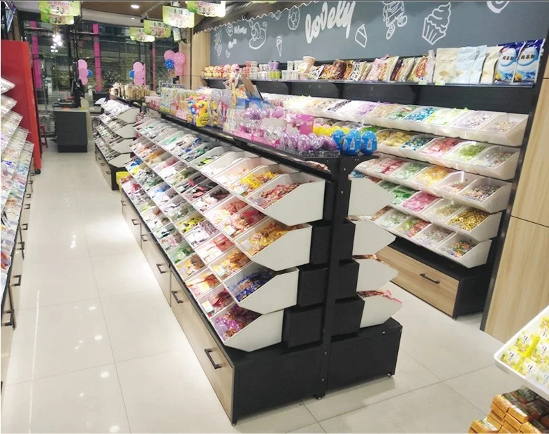 Large Candy Display Rack with Acrylic Bins - Perfect for Snack Stores