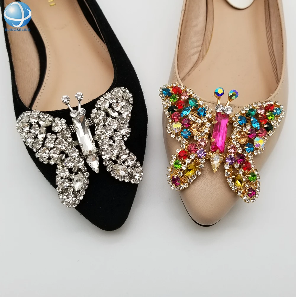 Factory Price Butterfly Rhinestone Shoe Brooch Decoration Alloy Shoe ...
