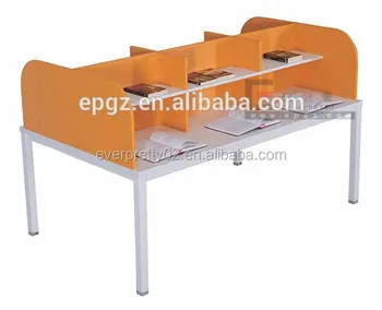 Popular Design School Library Furniture Wooden Partition Reading Table ...
