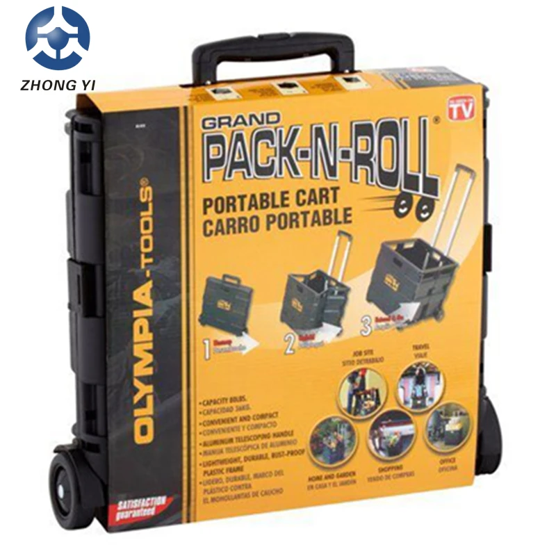 Plastic Rolling Fold Up Pull Trolley Shopping Cart - Buy Rolling ...