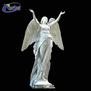 Life Size Hand Carved Modern Stone Angel Open Arms Statue Natural ...