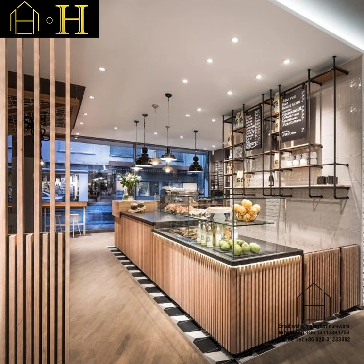 Retail Wooden Coffee Shop Display Cabinets - Interior Design