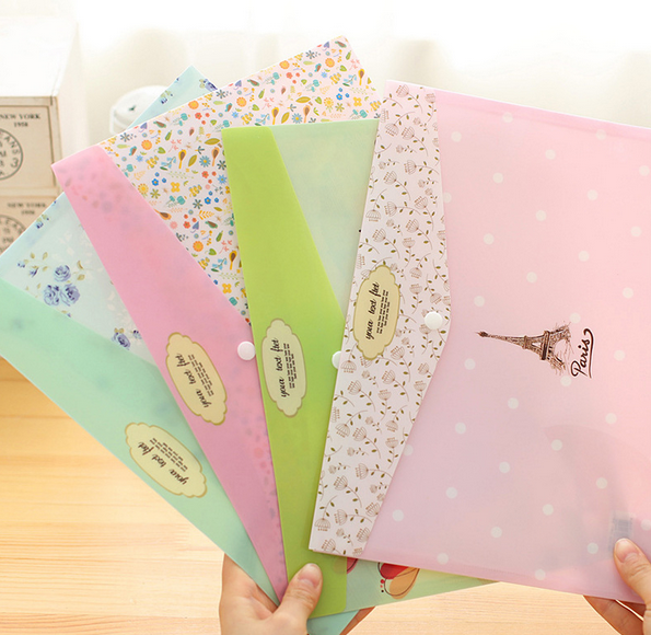 Korean Stationery Small Fresh Flowers A4 File Folder Cute Tower ...