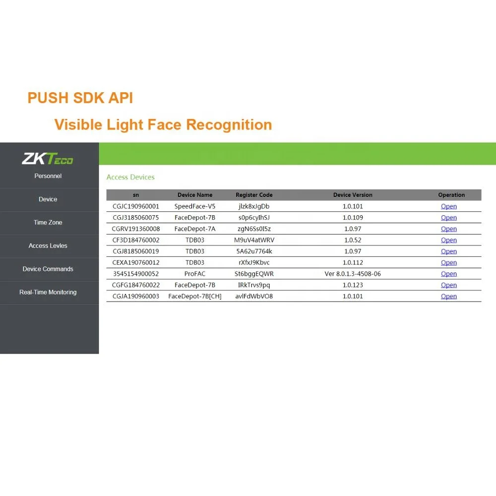 Visible Light Face Recognition Api Sdk For 7a 7b Series Access Control Api - Buy Face ...