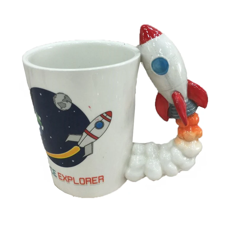 High-Quality 13 OZ Ceramic Creative Rocket Coffee Mug with 3D Rocket ...