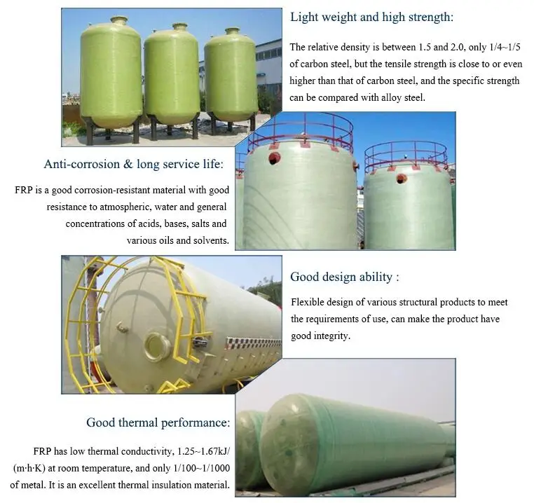 Chemical Resistant FRP Vertical Storage Tank for Hazardous Waste