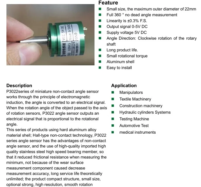 Mini Hall Encoder Angle Sensor - P3022 with Multiple Outputs
