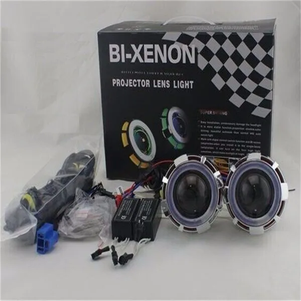 Power Supply Hid Bi Xenon Projector Lens Light With Square Angel Eyes ...