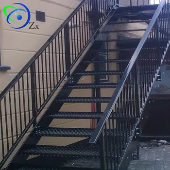 Outdoor Metal Fire Escape Staircase /exterior Prefab Mild Steel Stairs ...