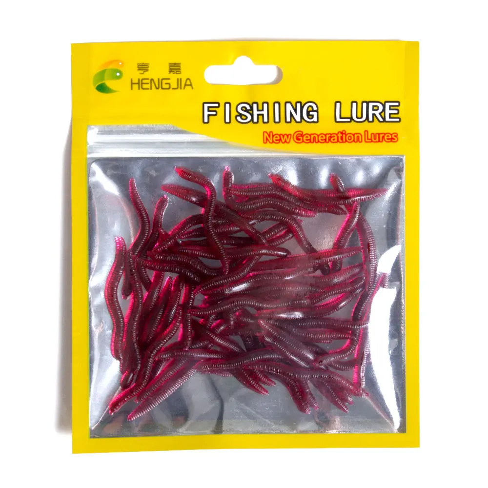 50pcs/bagsimulation Earthworm Red Fishing Worms Artificial Fishing ...