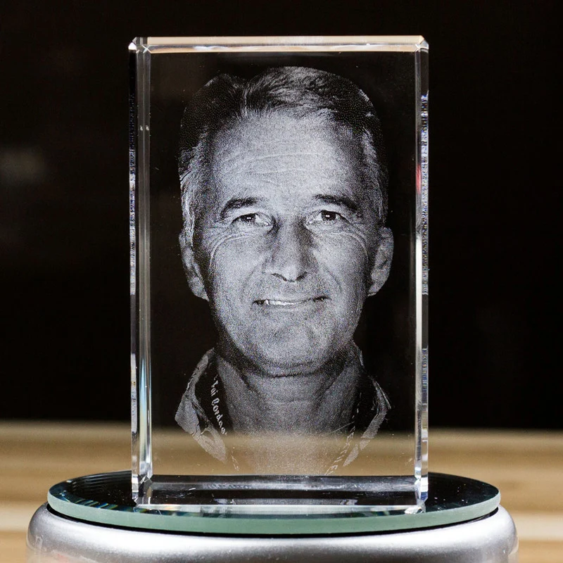 Clear 3D Laser Engraved Crystal Cube Photo Frame Gifts