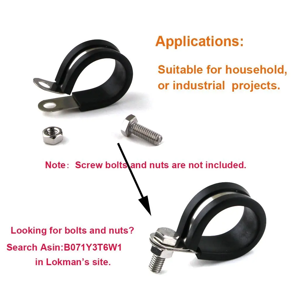 Rubber Lined P-Clips Stainless Steel 304 Rubber-Lined P-Clips - For 6mm ...