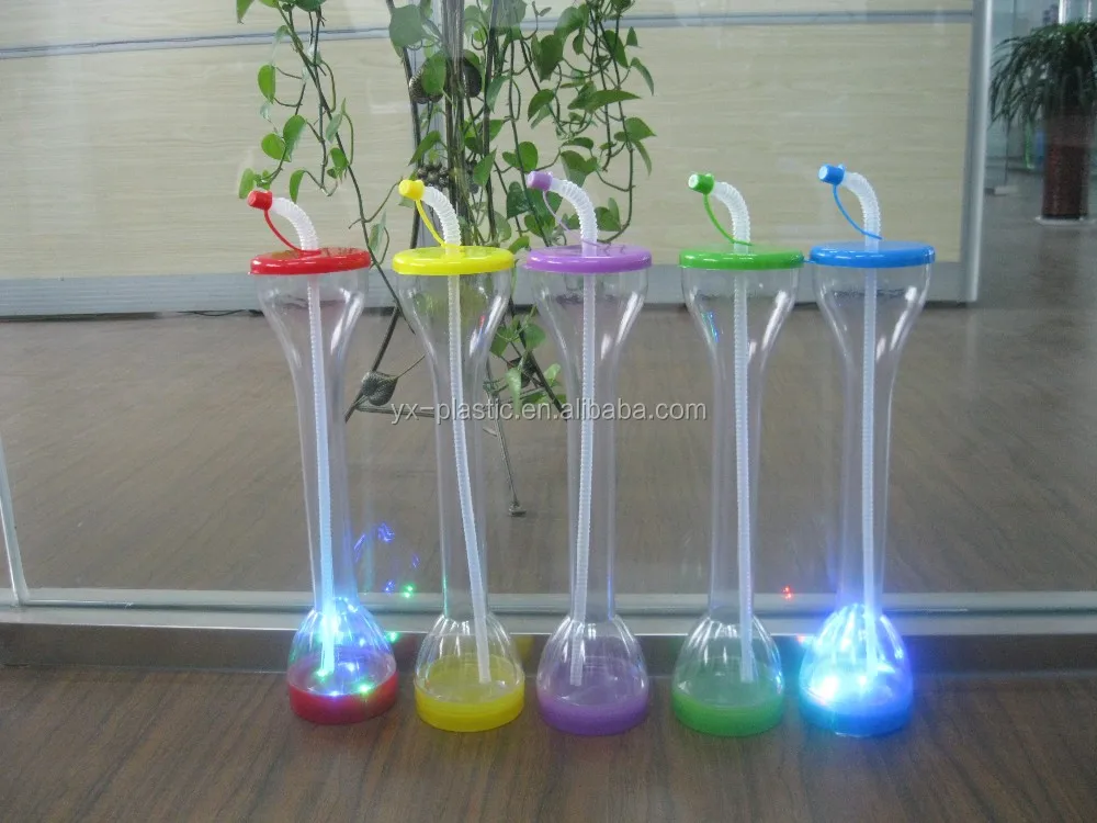 500ml Plastic Flashing Led Yard Cups With Straw And Lid - Buy Plastic ...