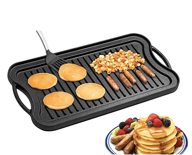 Factory Cast Iron Rectangular Flat Fry Reversible Roasting Bbq Grill ...