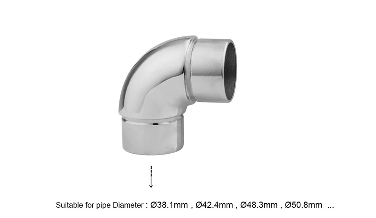 Stainless Steel Round Pipe Elbow 90 Degree Handrail Fittings Curved ...