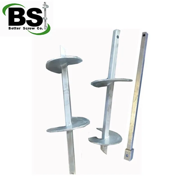 Galvanized Square Shaft Helical Pile With Anchor Coupling For Building ...