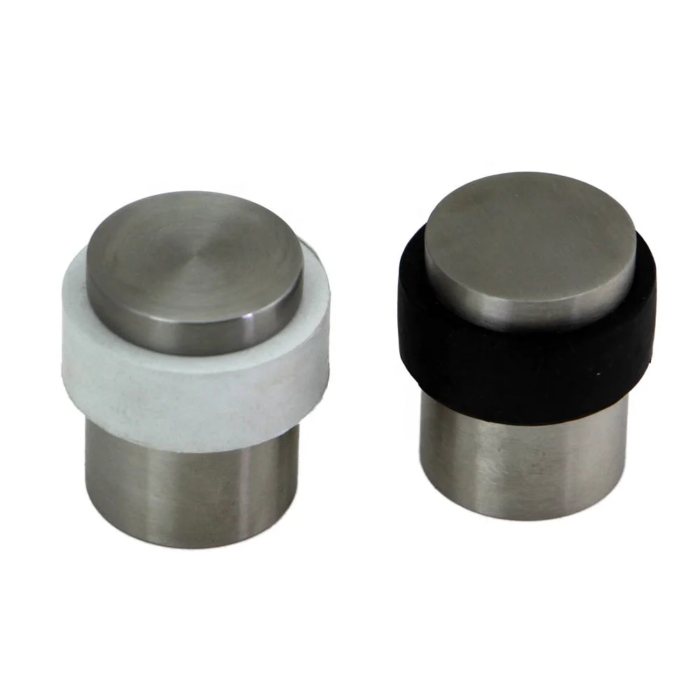 Stainless Steel 304 Cylindrical Door Hardware Black Rubber Door Stop ...