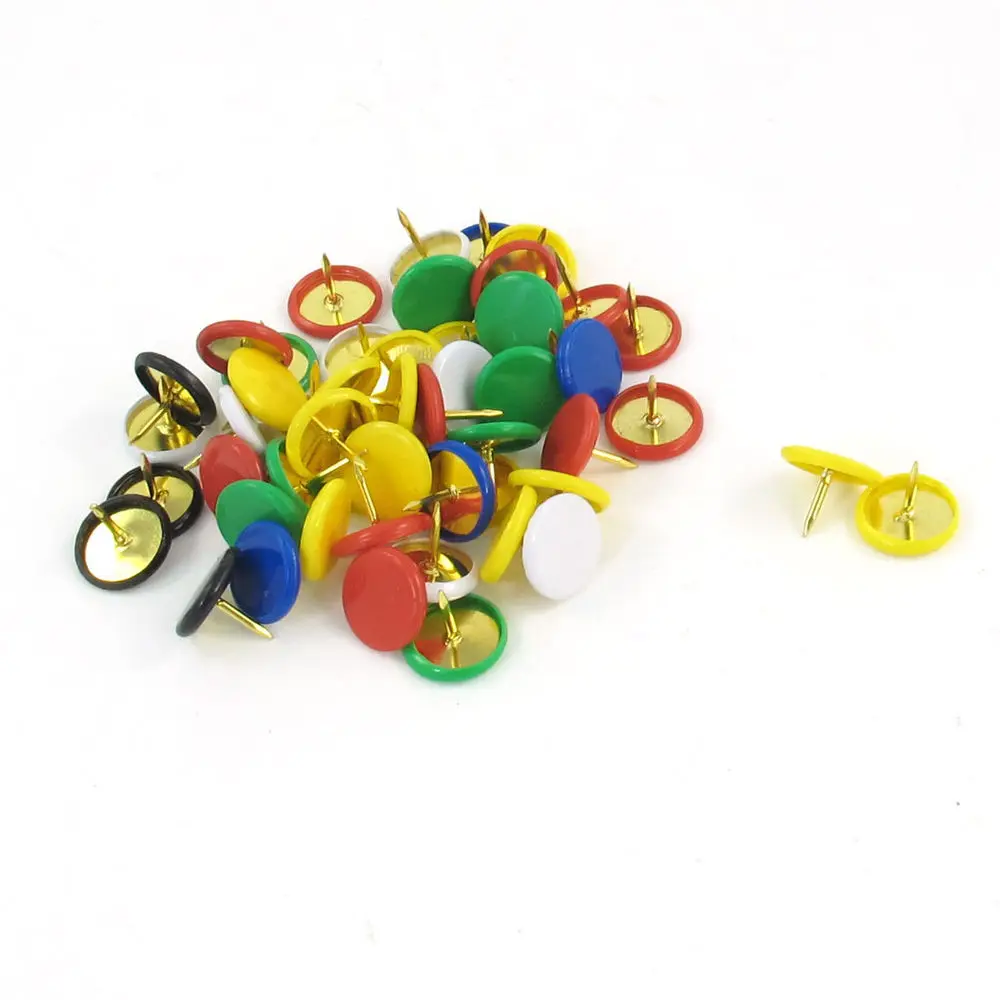 Round Drawing Pins Assorted Color Flat Head Steel Point Thumb Tacks Pin ...