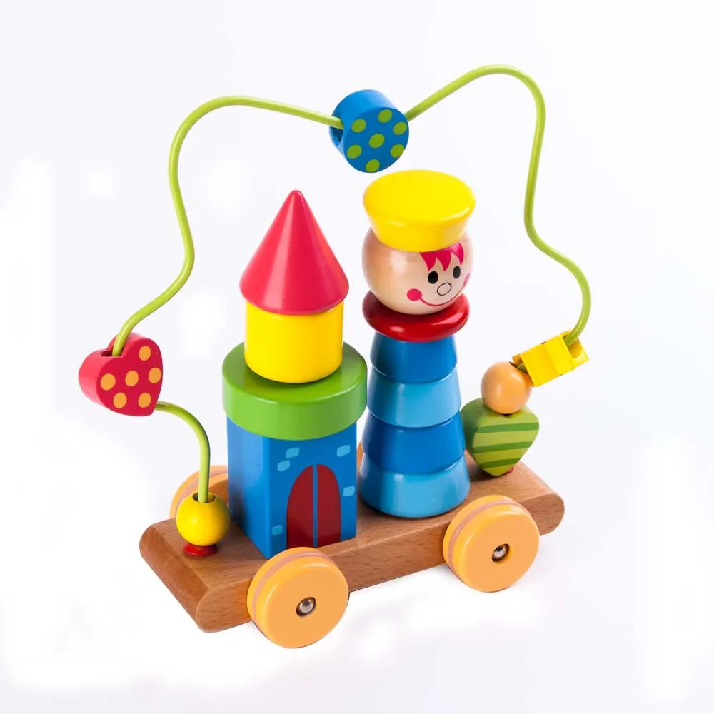 New Arrival Block Stacking Prince Wooden Wire Beads Toy Game For ...