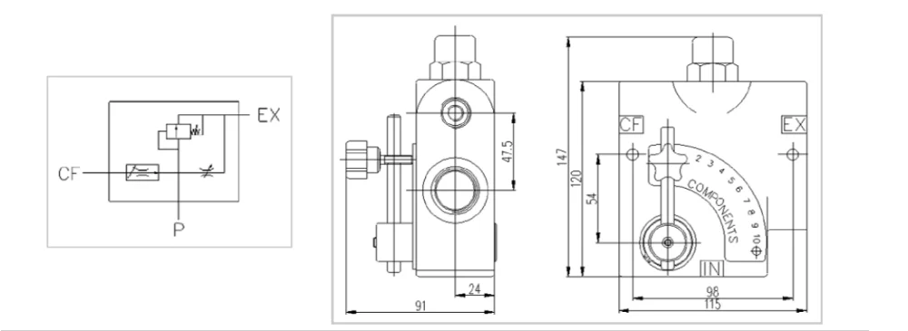Pressure Compensating Variable Hydraulic Flow Control Valve Explosion 8917