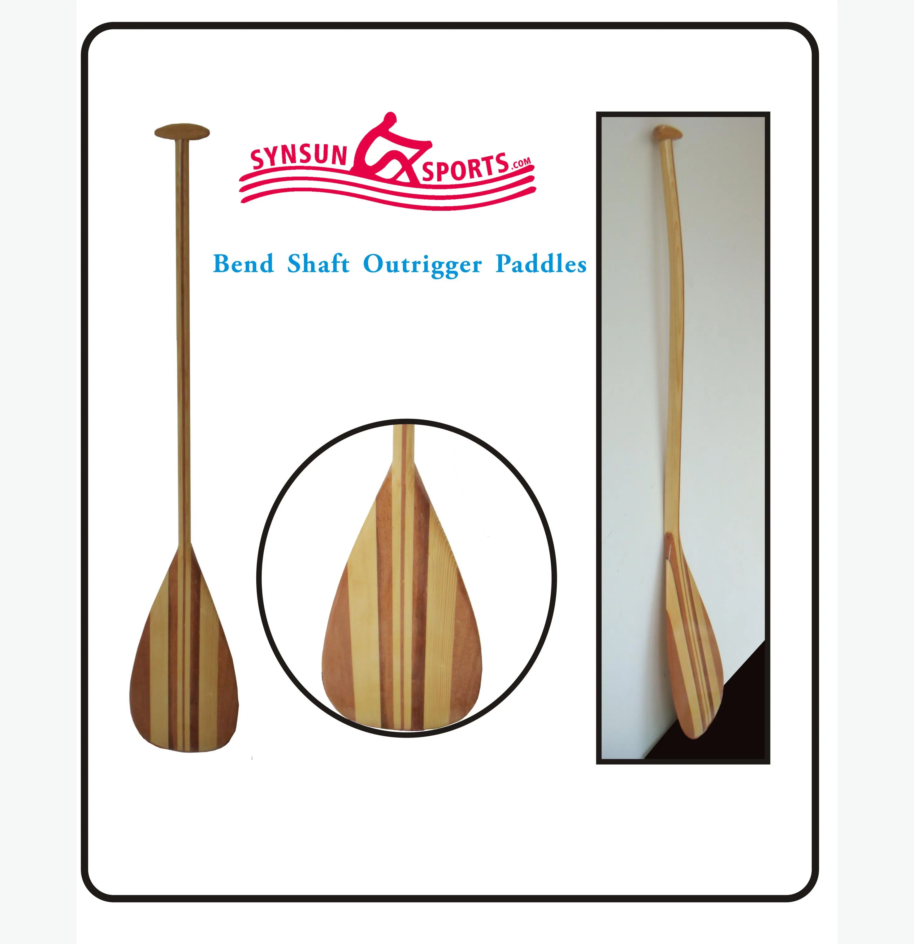 Bent Outrigger Canoe Paddle - Wooden Paddle by Synsunsports