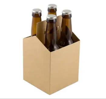 Custom 4 Pack Kraft Paper Cardboard Beer Wine Bottle Carrier Holder ...