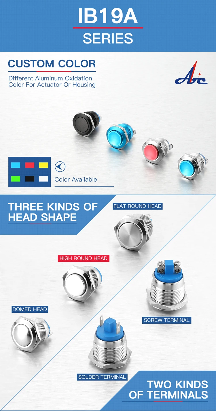 22mm Latching Switch1no1nc Ring Led 5pin Illuminated Ip67 Momentary ...