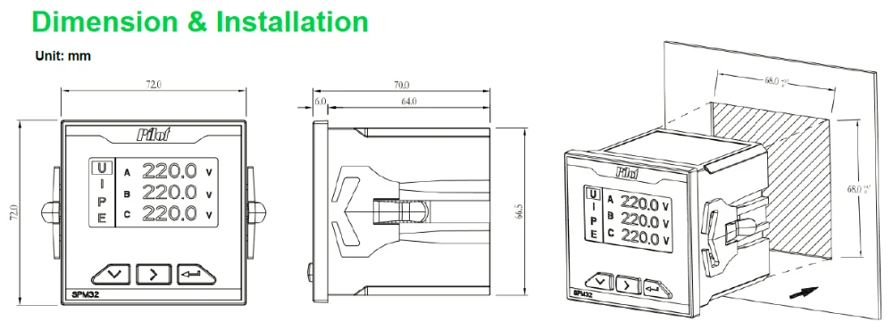 Pilot Energy Meter Spm32-e-sr Multifunction Power Meter Suitable For ...