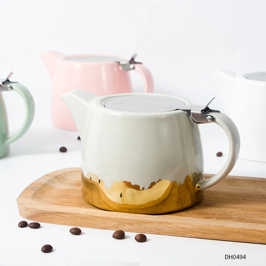 Wholesale Custom Ceramic Teapot with Stainless Steel Lid