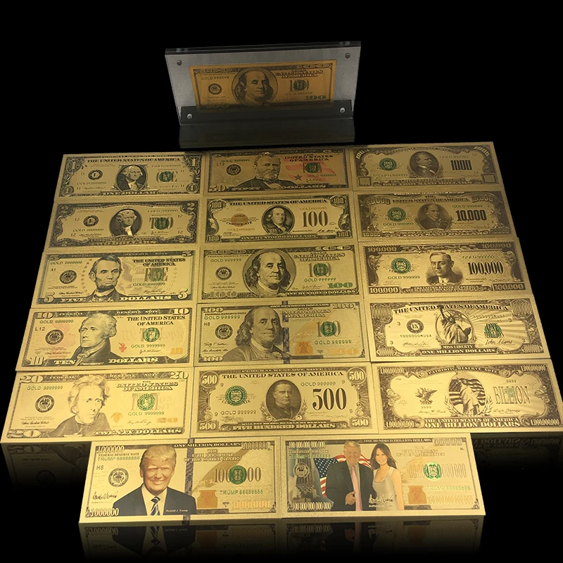Waterproof PET 24K Gold Foil Banknote USD 1 2 5 10 20 50 100 500 for ...