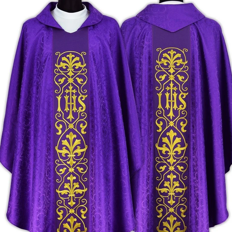 purple Catholic Church Chasuble Priest Vestment Robe Bird Wheat ...