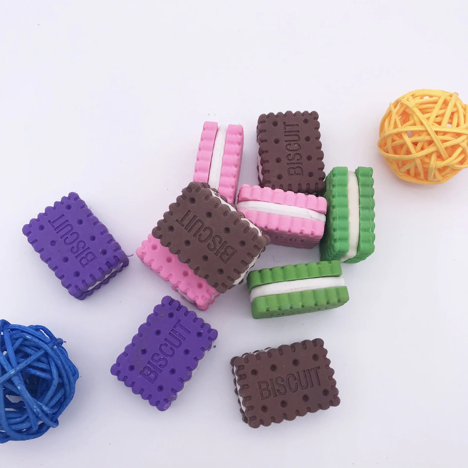 Customizable Sandwich Biscuit Shape Erasers - Fun & Functional