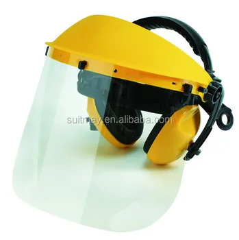 Ce En166 Ansi Z87.1 Clear Face Shield With Ear Muffs - Buy Ce En166 ...