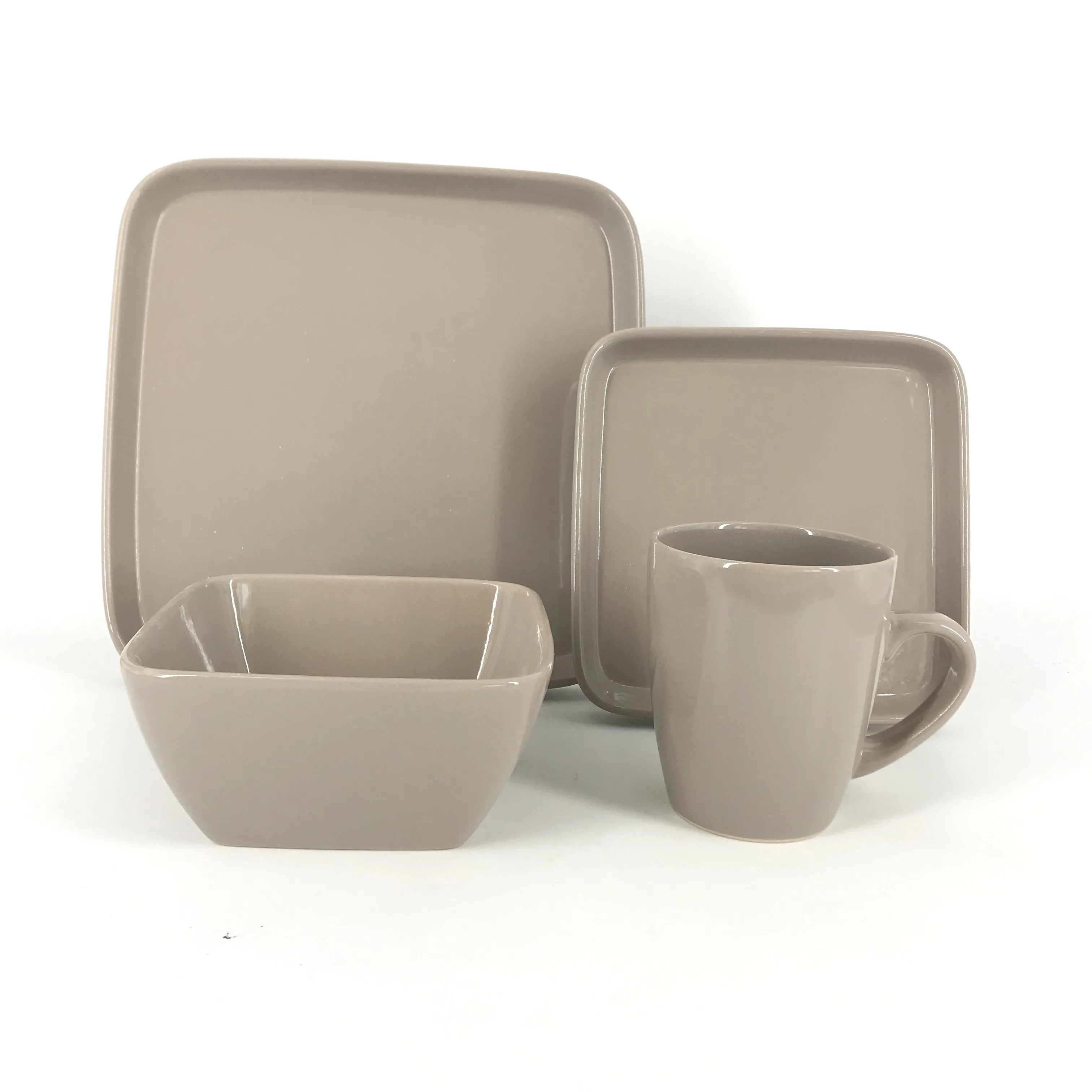 Square Shape Stoneware Solid Color Glazed 16pcs Dinnerware Set - Buy ...