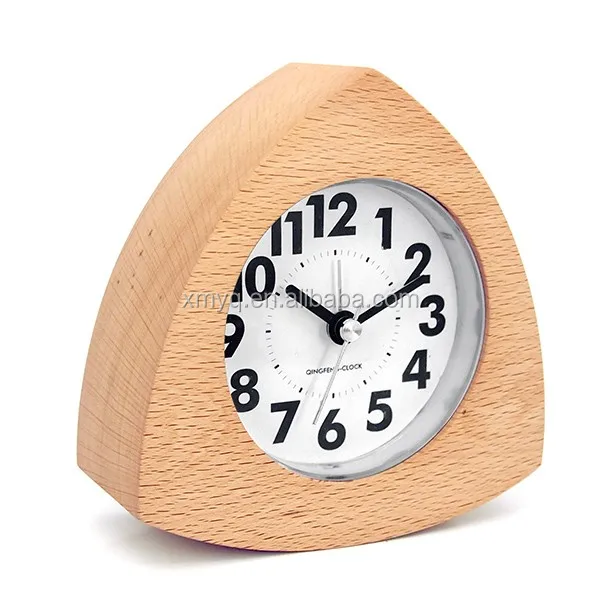 Small Traditional Wooden Desk Alarm Clock Quartz Needle Display ...