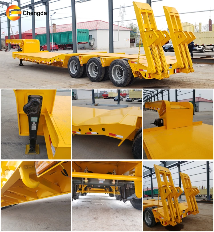 60 Ton Lowboy Trailers 3 Axle Front Loading Low Bed Loader Trailer For ...