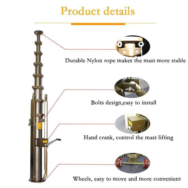 Aluminum Telescopic Antenna Mast - Telecommunication Tower