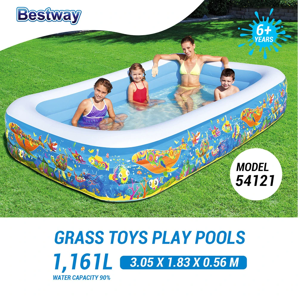 Bestway 54121 Happy Flora Inflatable Family Pool 3.05m - Portable ...