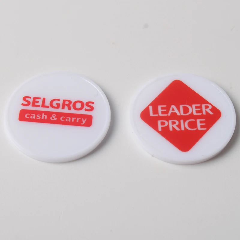 Colorful Tokens Supermarket Trolley Coin Plastic Coin With Custom Logo ...