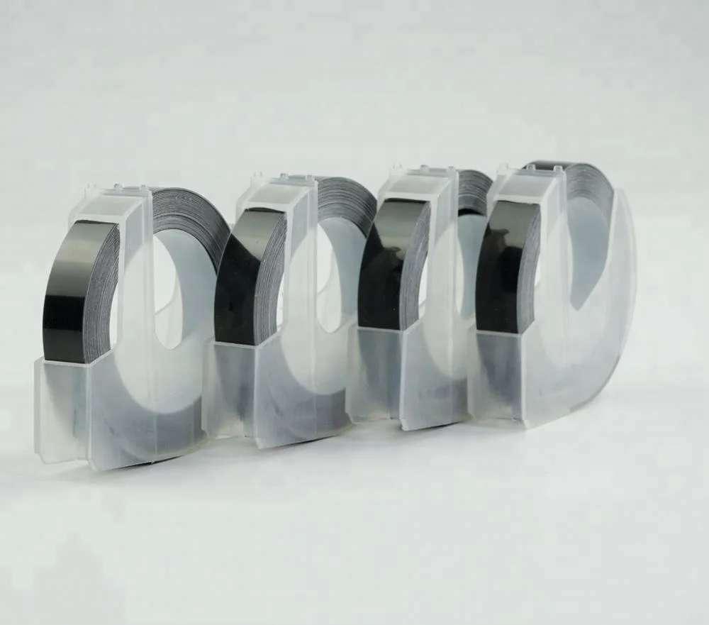 3d Plastic Self-adhesive Vinyl Embossing Black Tape Compatible For Dymo ...