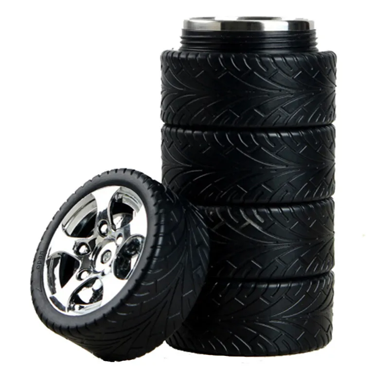 Tire Cups - Novelty Car-Shaped Mugs Made from Stainless Steel