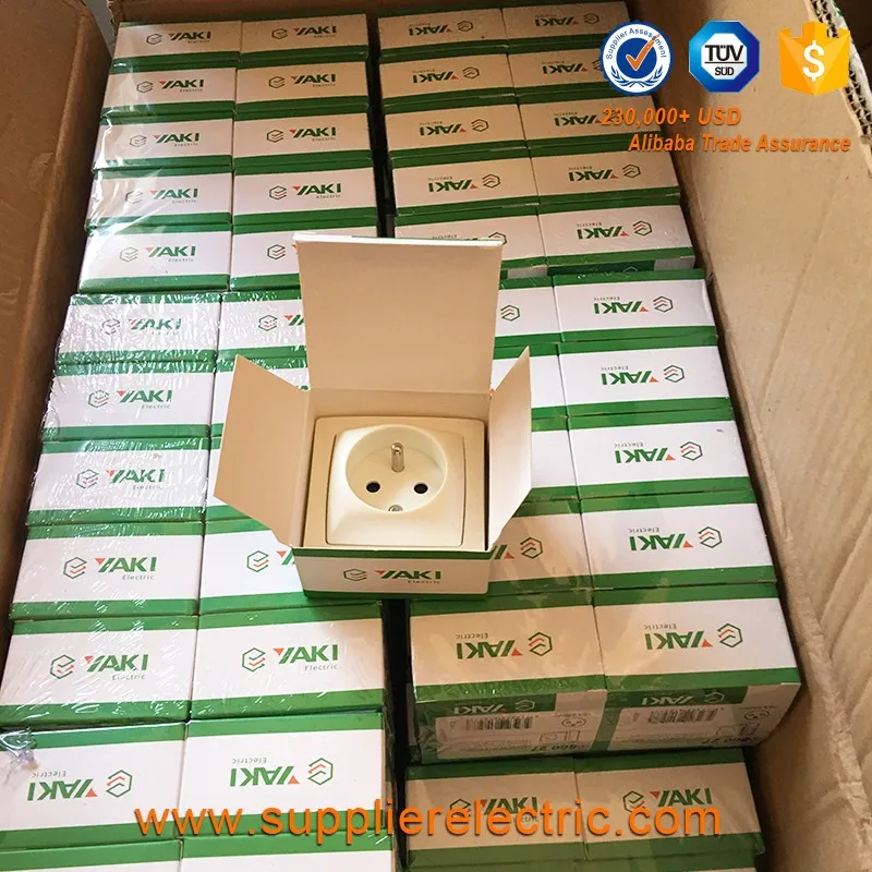 Yaki Surface Mounted Ce White 16a Spiral Euro 3 Pin 2p+t Wall Socket ...