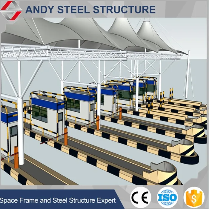 Membrane Structure Prefabricated Steel Truss Structure Sunshade Toll ...