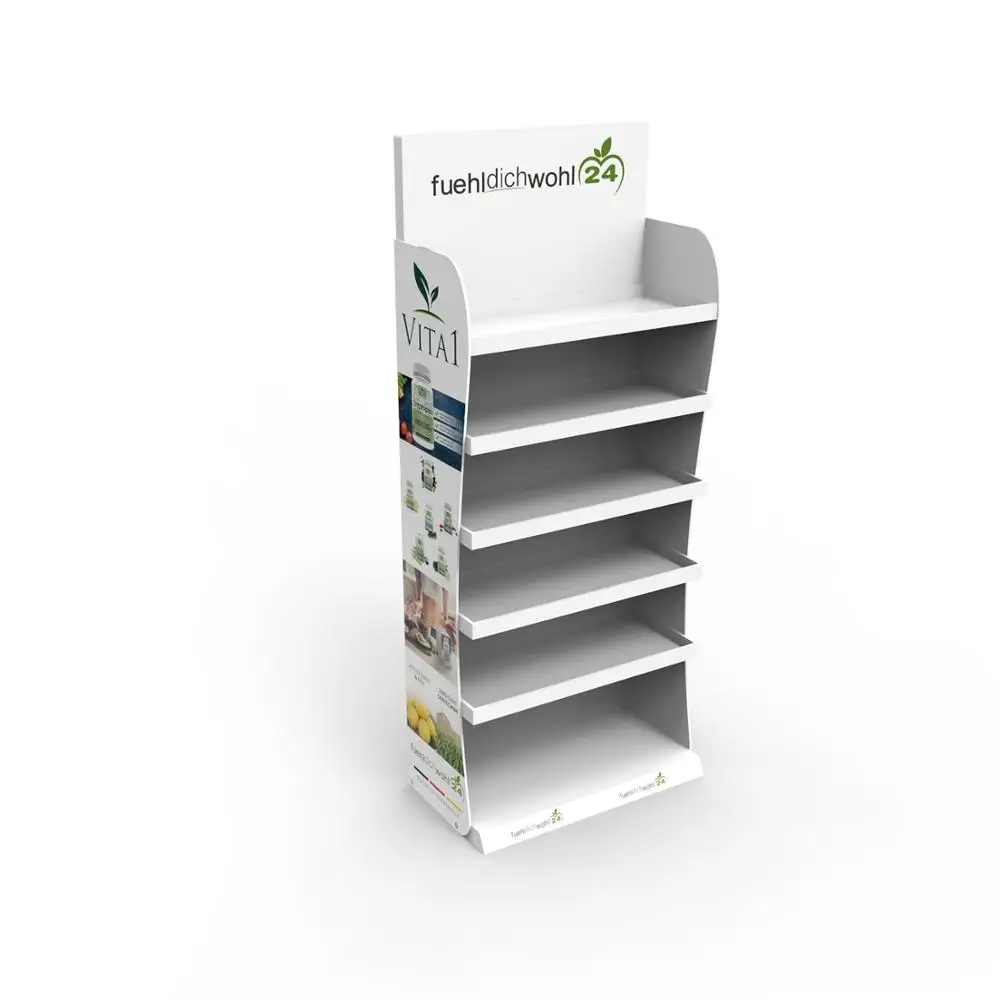Customized Fashion White Paint Drug Floor Display Stand