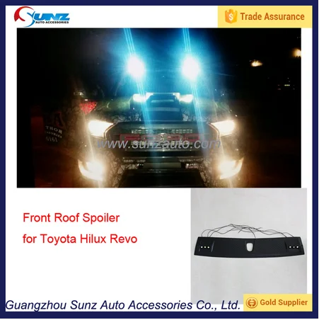 Hilux Revo Front Roof Spoiler with LED Matte Black Trim