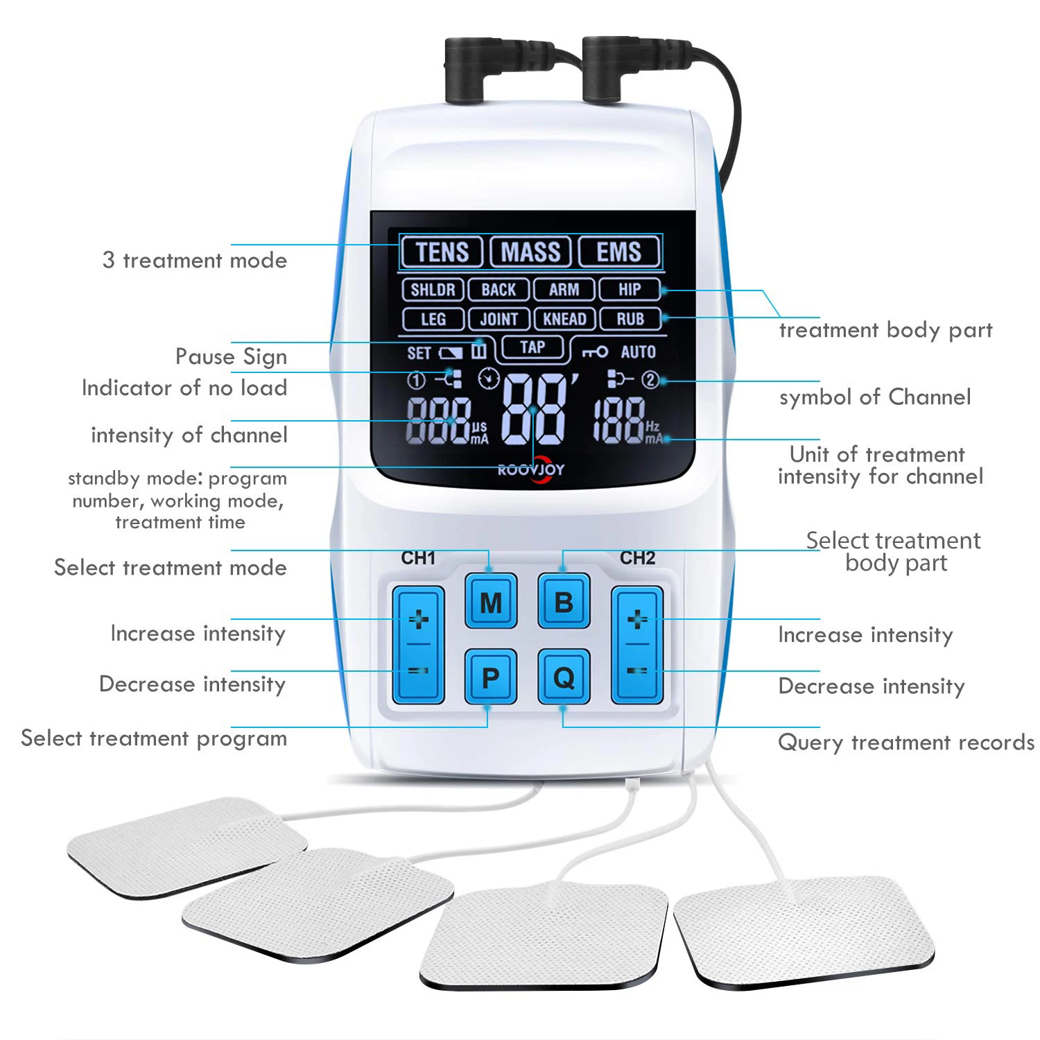 Tens Acupuncture Digital Therapy Machine Massager Electronic Pulse ...