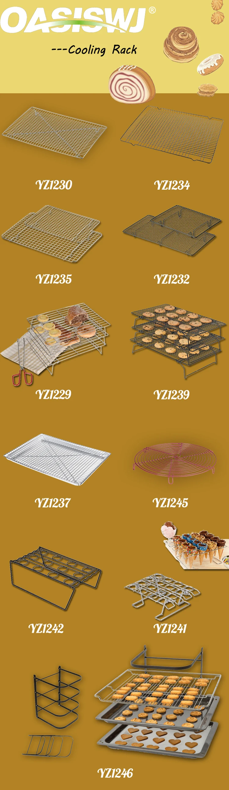 3 Tier Non-stick Cooling Rack - Space Saving Collapsible Cake Cooling ...