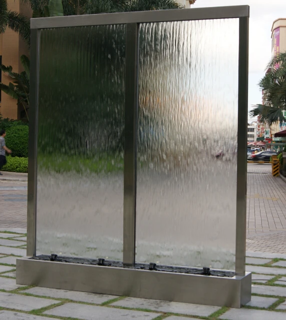 Large Clear Glass Waterfall Fountain - Modern Indoor & Outdoor Water ...